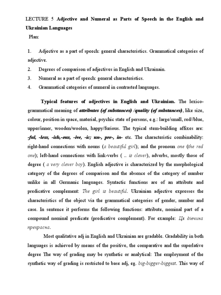 Contrastive Grammar. Noun | PDF | Adjective | Part Of Speech