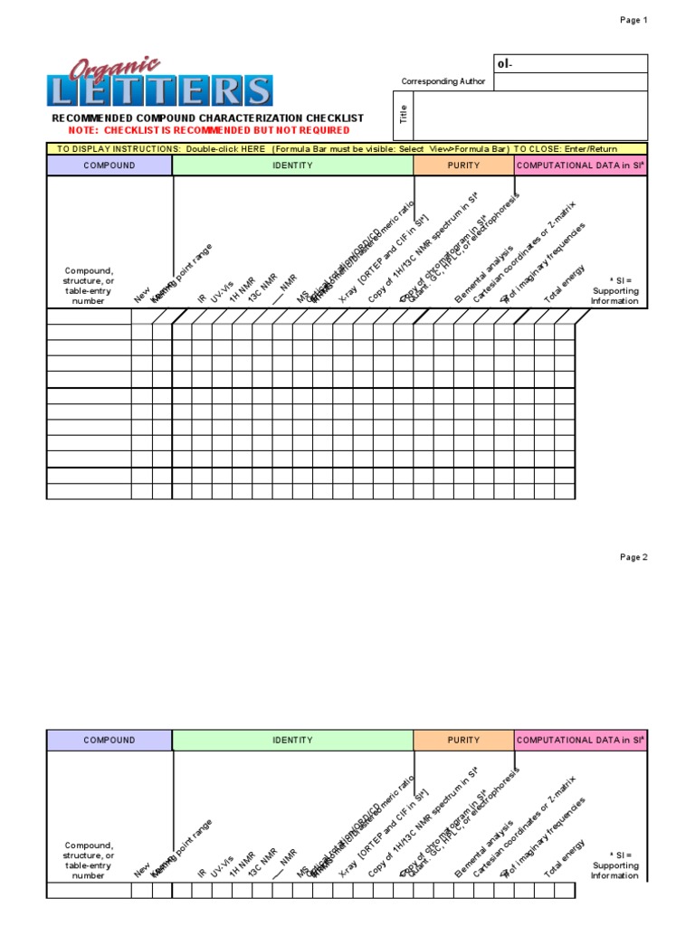 Compound Characterization Checklist Form (Orlef7 - CCC) | PDF ...