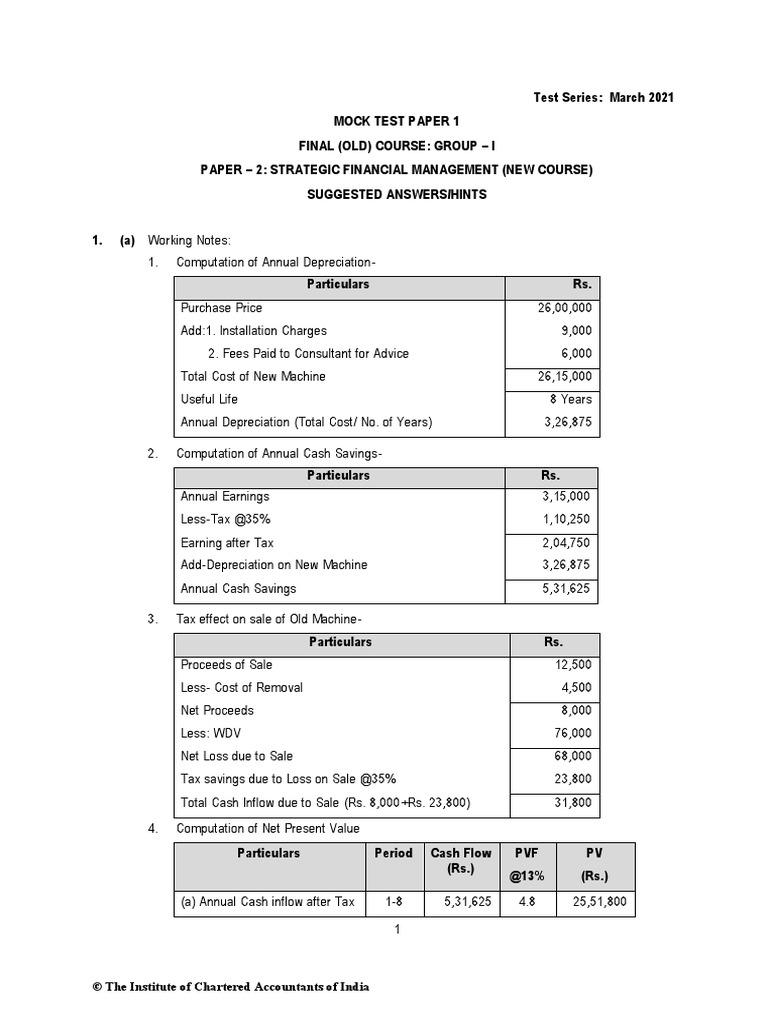 Mock SFM Answer March | PDF | Bond Duration | Factoring (Finance)