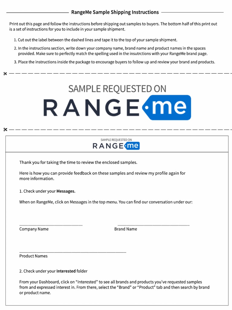 RangeMe Sample Shipping Instructions | PDF