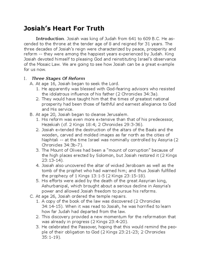 Josiahs Reform in Judah 2 Kgs 22-232 CHR 34 - 35 I | PDF | Books Of ...