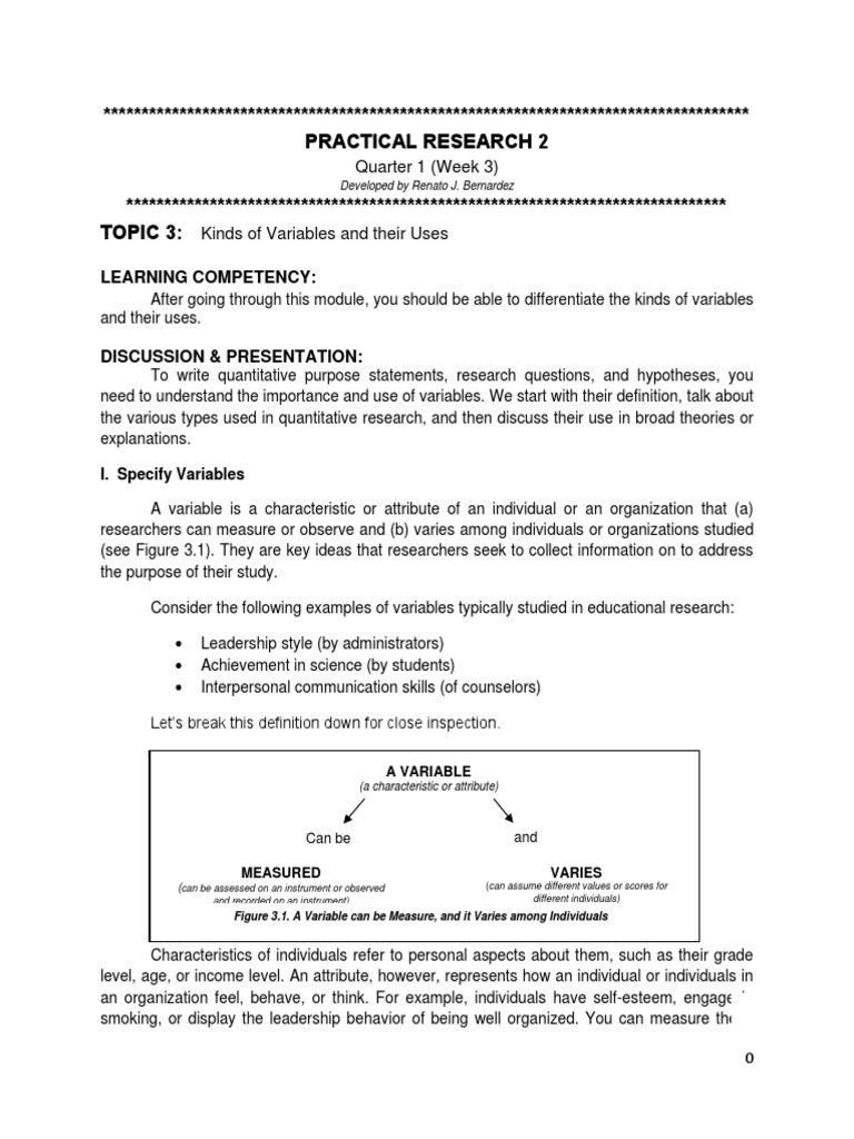 PR2 Module O3. Variables | PDF | Dependent And Independent Variables | Experiment