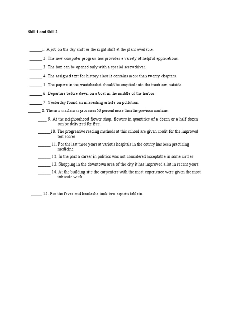 Sentences With One Subject and One Verb | PDF