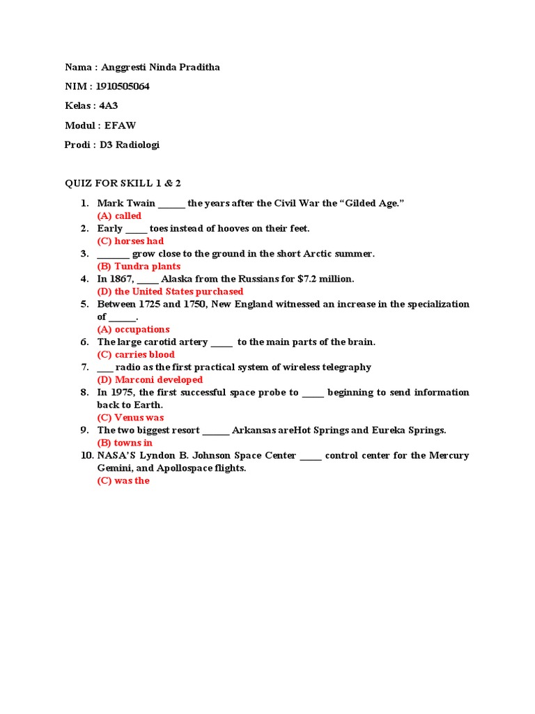 Quiz Efaw Anggresti Ninda 1910505064 | PDF