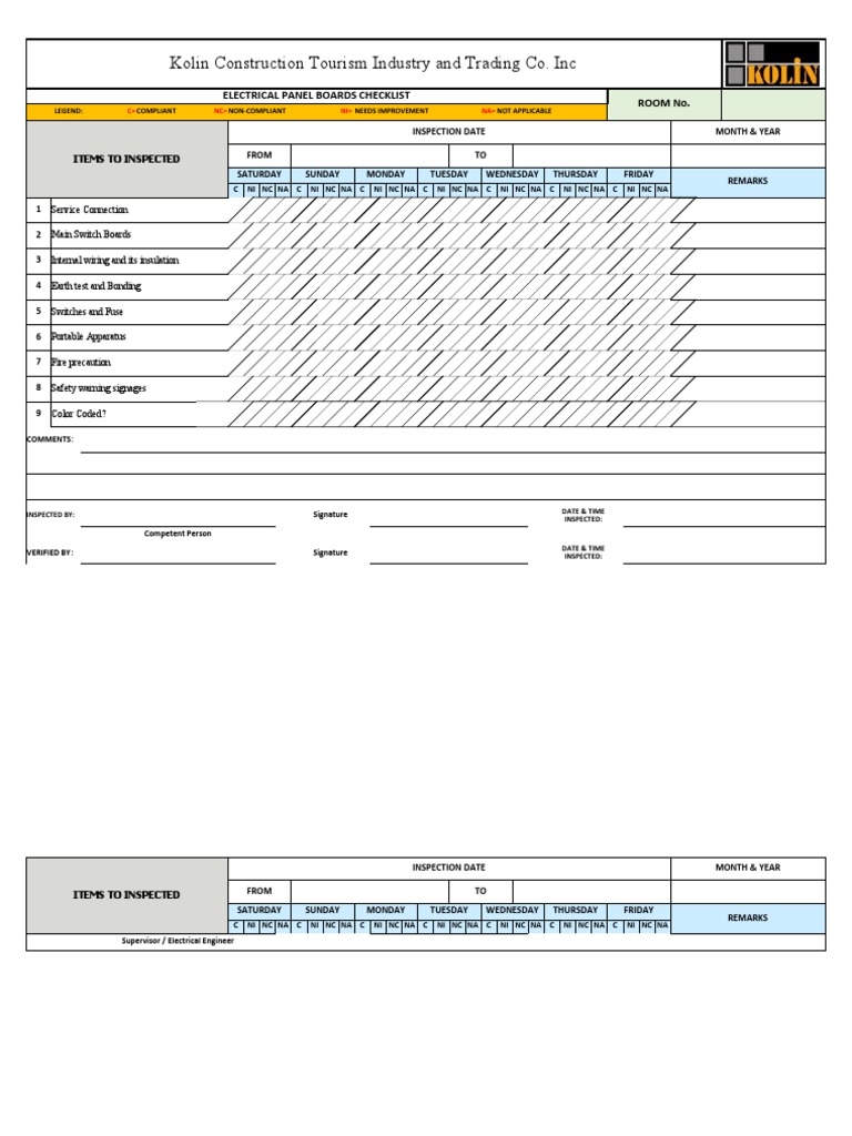 Electrical Panel Inspection Checklist | PDF | Electrical Equipment ...