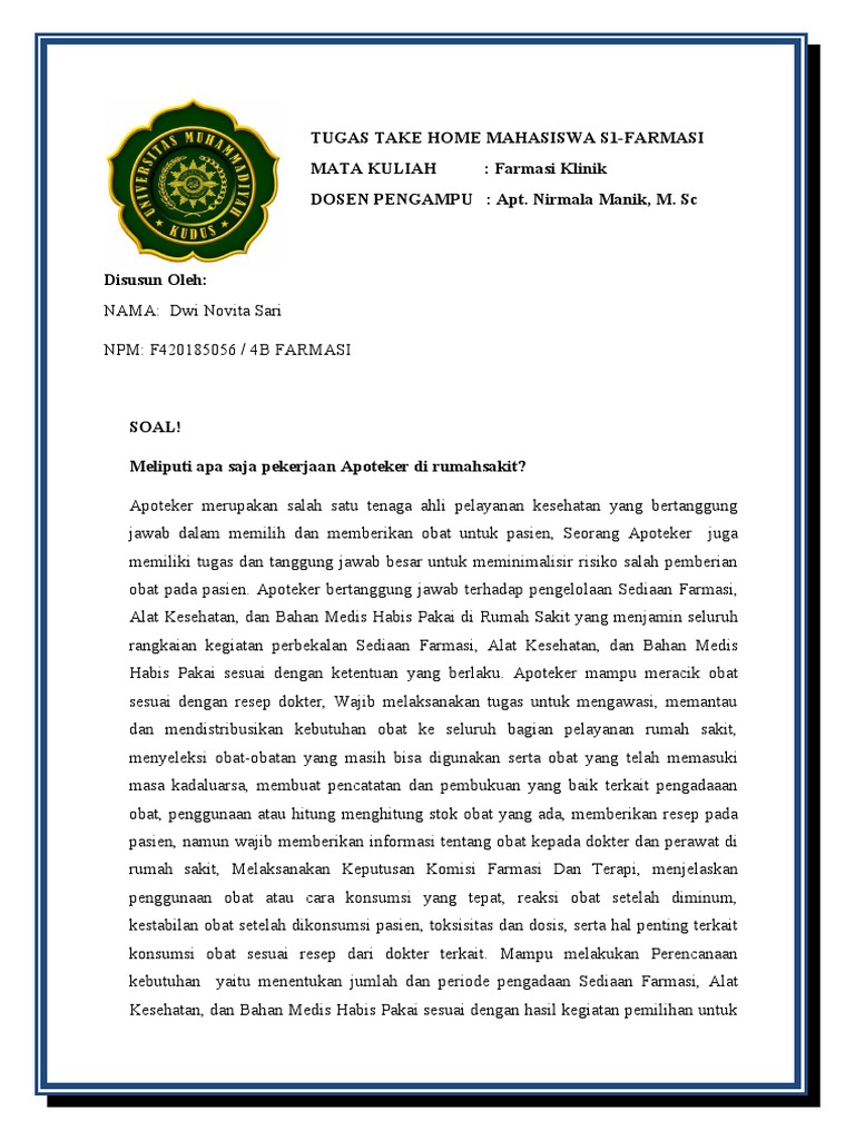4B Farmasi - F420185056 - Dwi Novita Sari | PDF