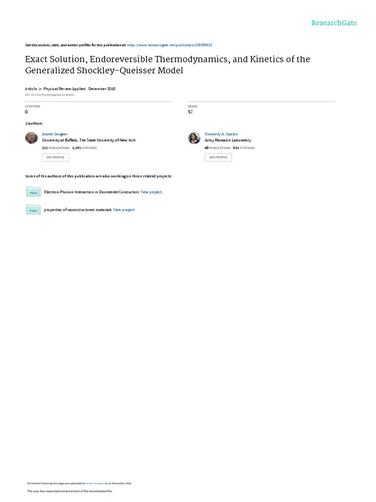 Generalized Shockley-Queisser Model | PDF | Materials | Electricity