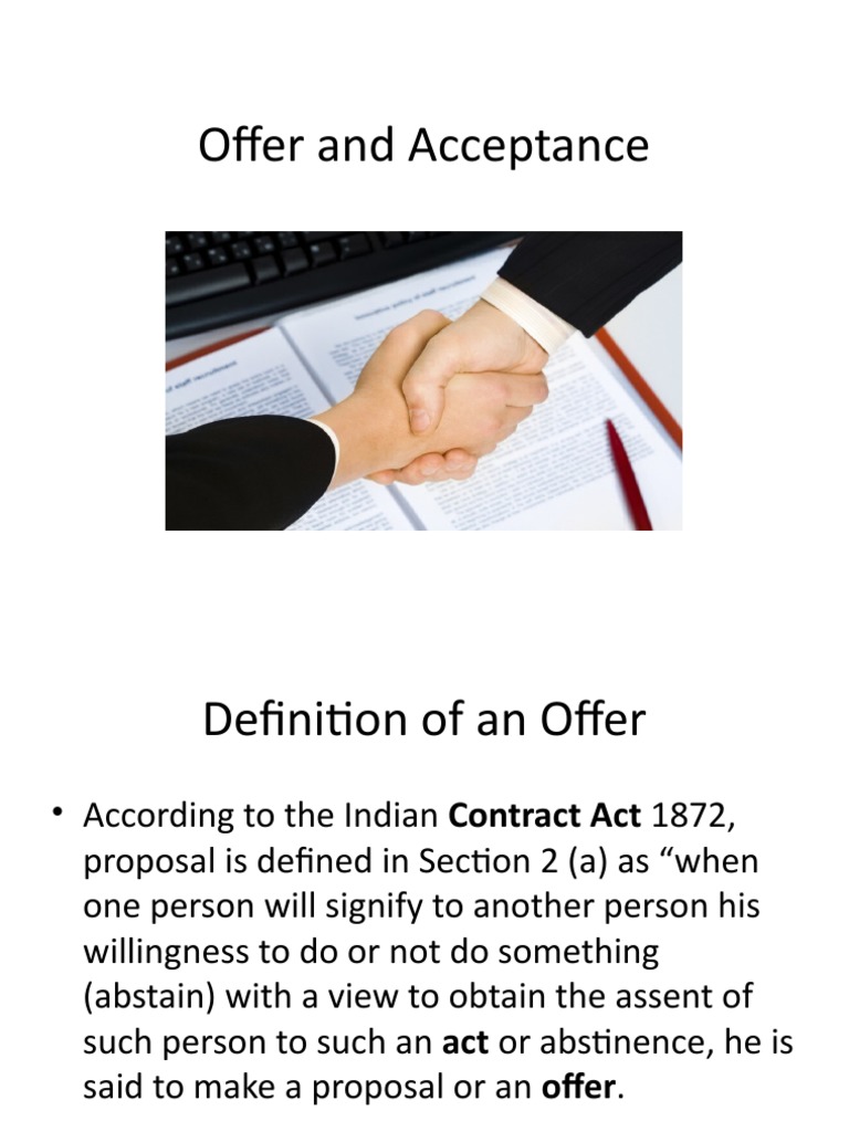 Offer, Acceptance, Consideration and Performance | PDF | Offer And ...