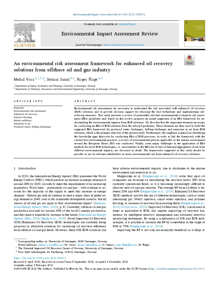 An Environmental Risk Assessment Framework For Enhanc - 2021 ...