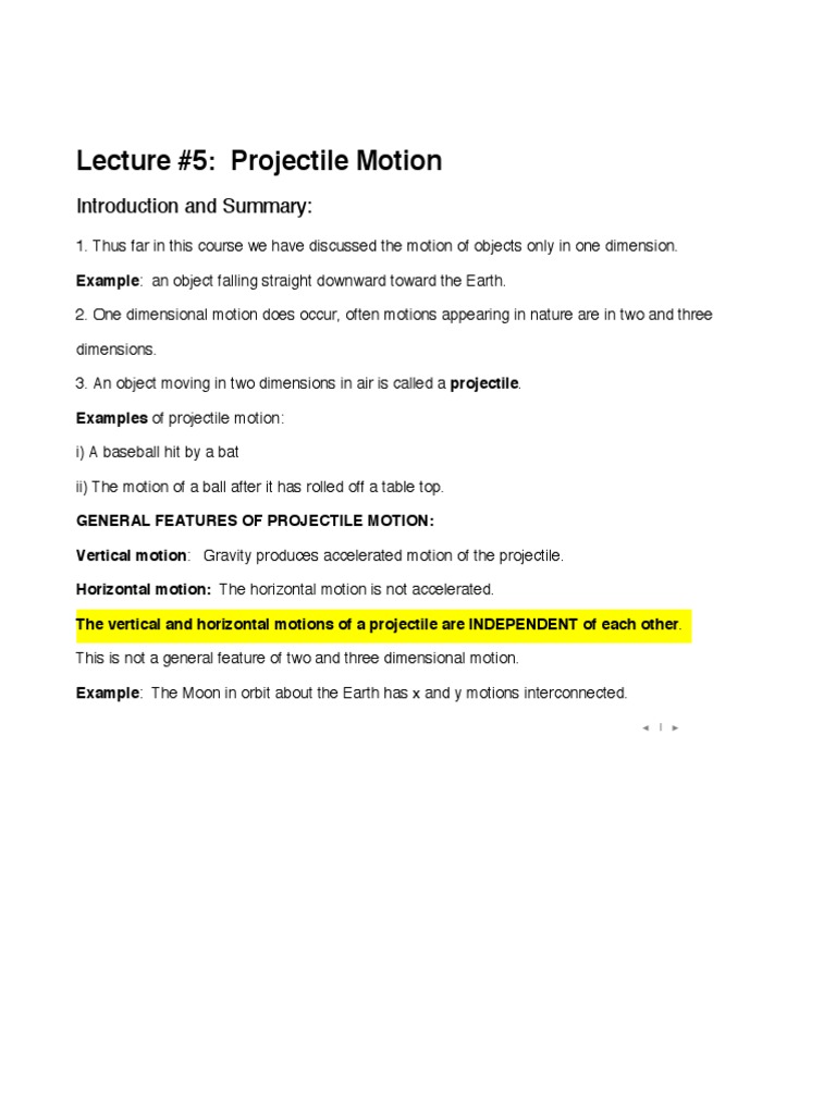 5 Projectile Motion | PDF