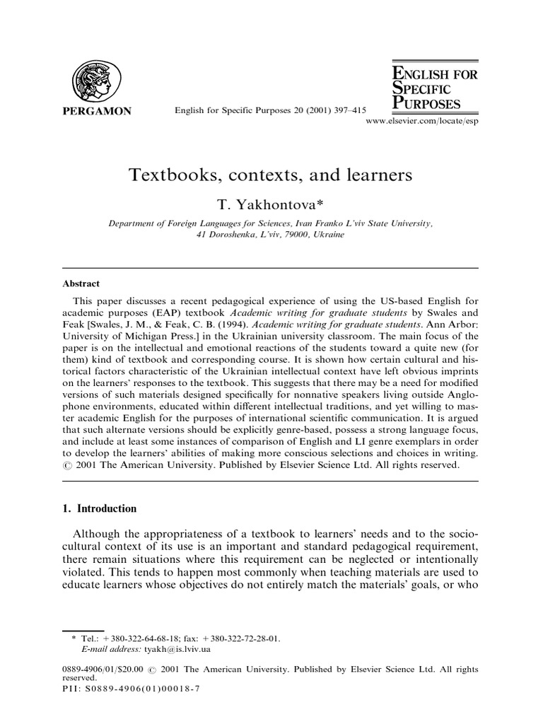 ESP textbook sparks cultural debate | PDF | Thesis | Test (Assessment)