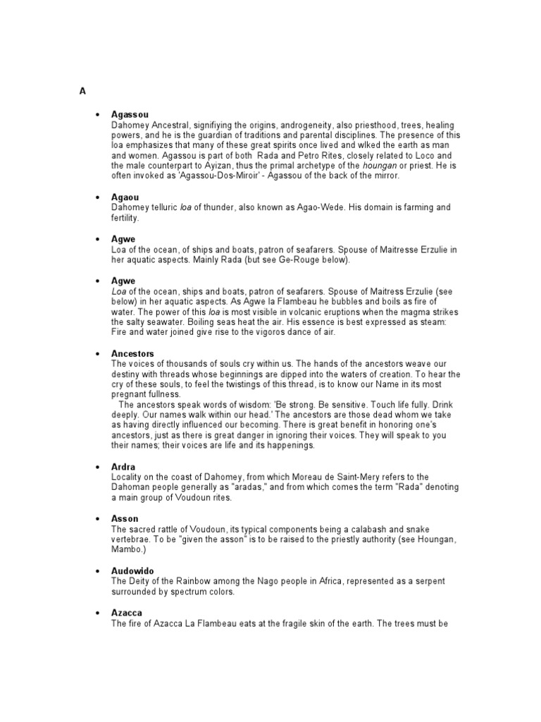 Glossary of Voodoo Terms | PDF | Haitian Vodou | Religion And Belief