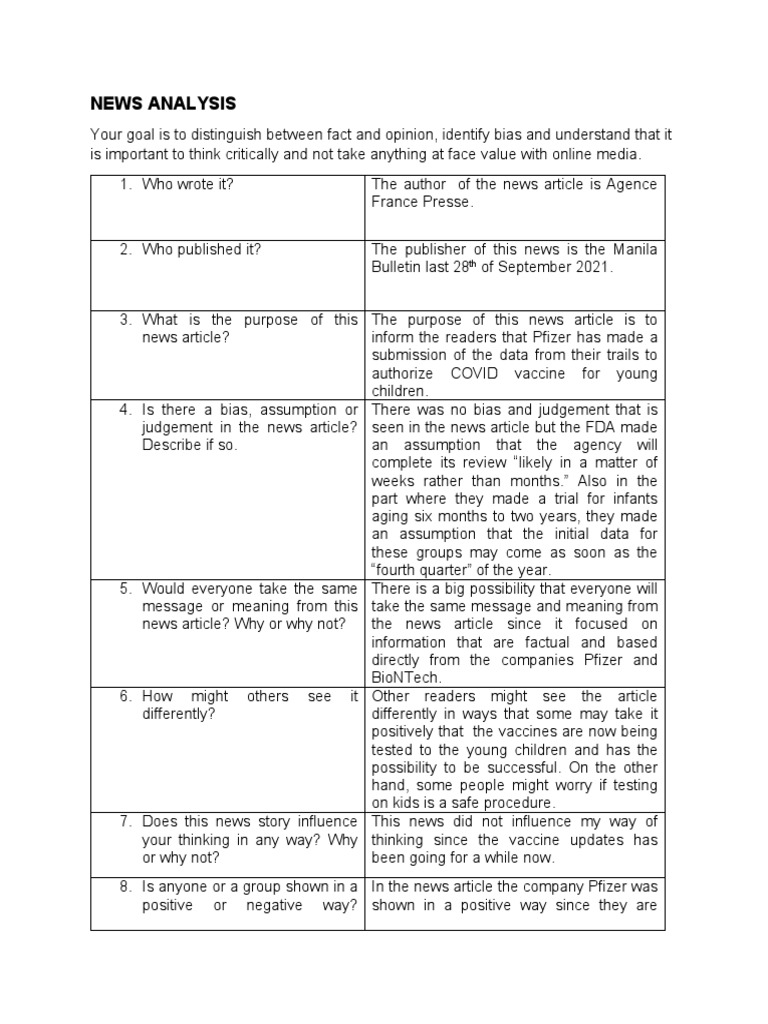 News Analysis | PDF | News | Bias