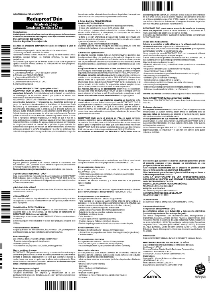 REDUPROST DUO Prospecto Pacientes RAFFO | PDF | Cancer de prostata ...