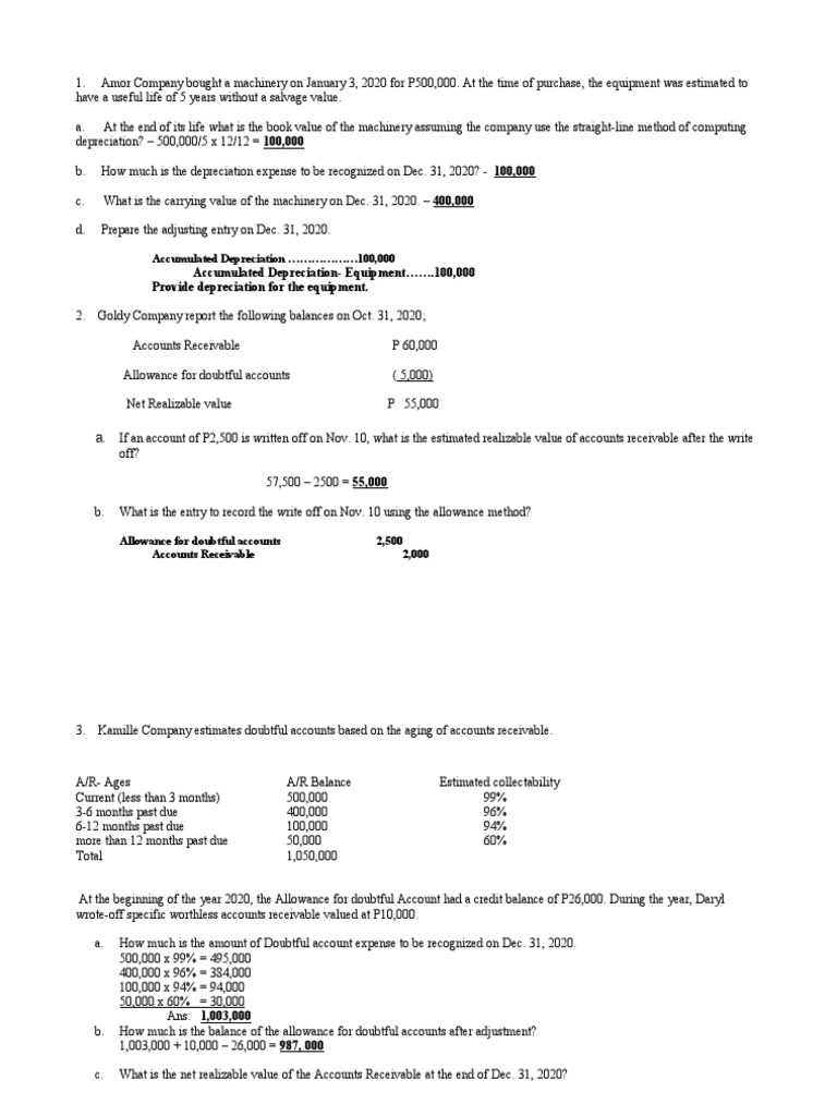 Exercises On Adjusting Entry | PDF | Depreciation | Book Value