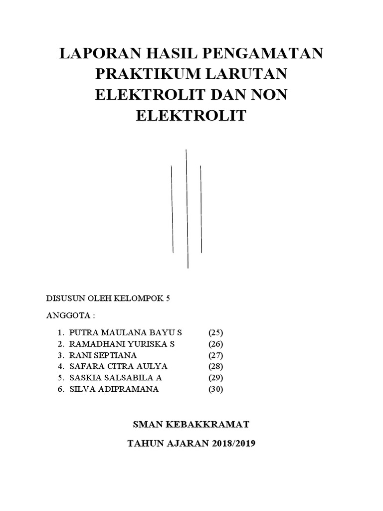 Laporan Hasil Pengamatan Praktikum Larutan Elektrolit Dan Non ...