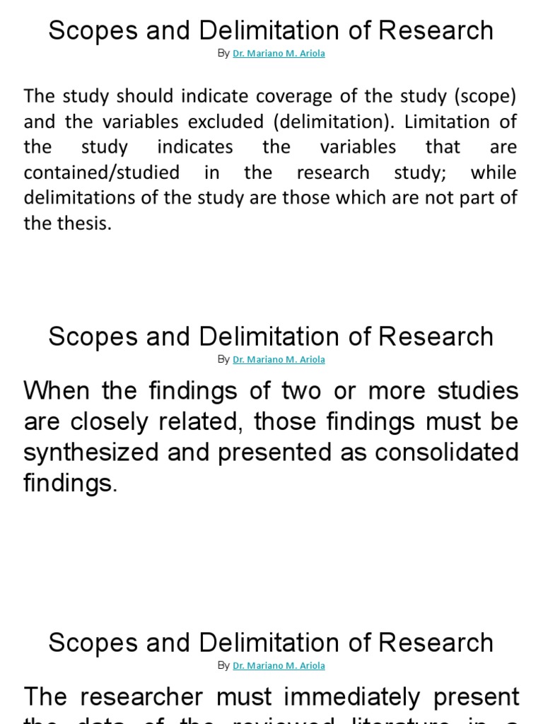 Understanding Research Scope and Delimitation | PDF | Cognition