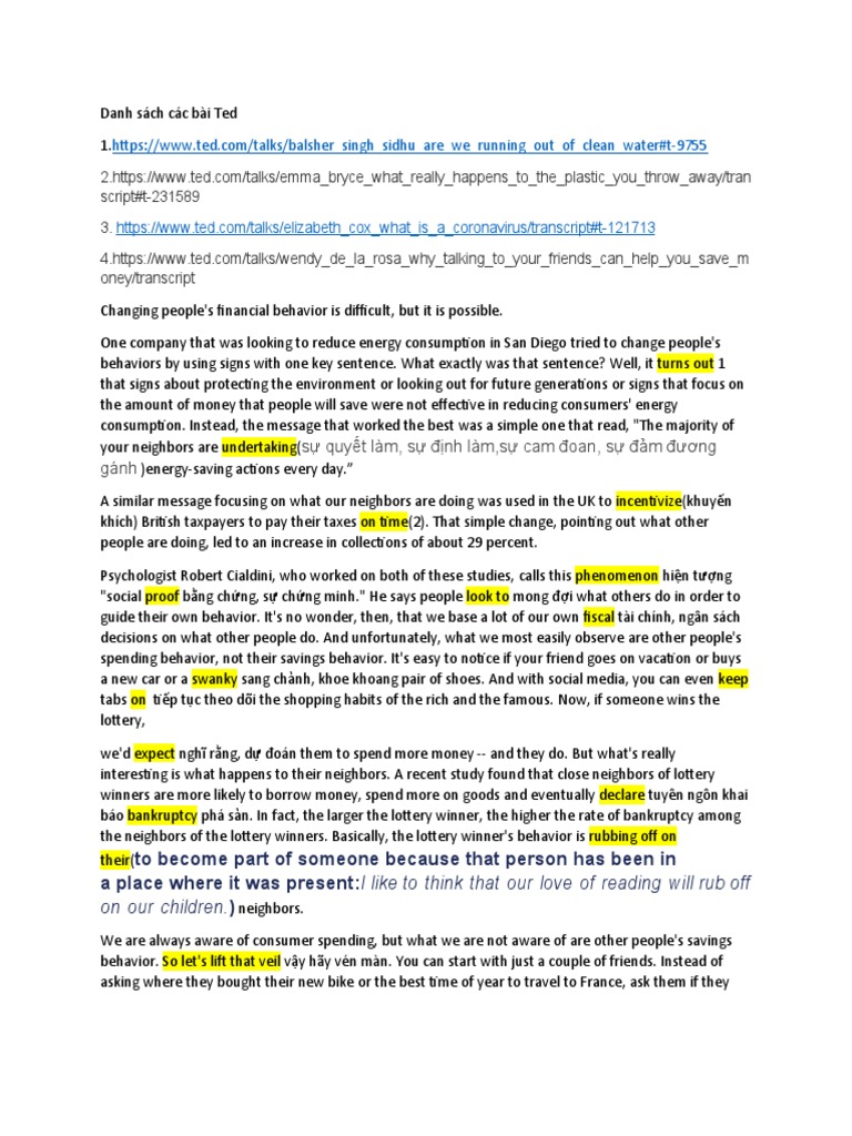 Danh Sách Các Bài Ted | PDF | Multilingualism | Stocks