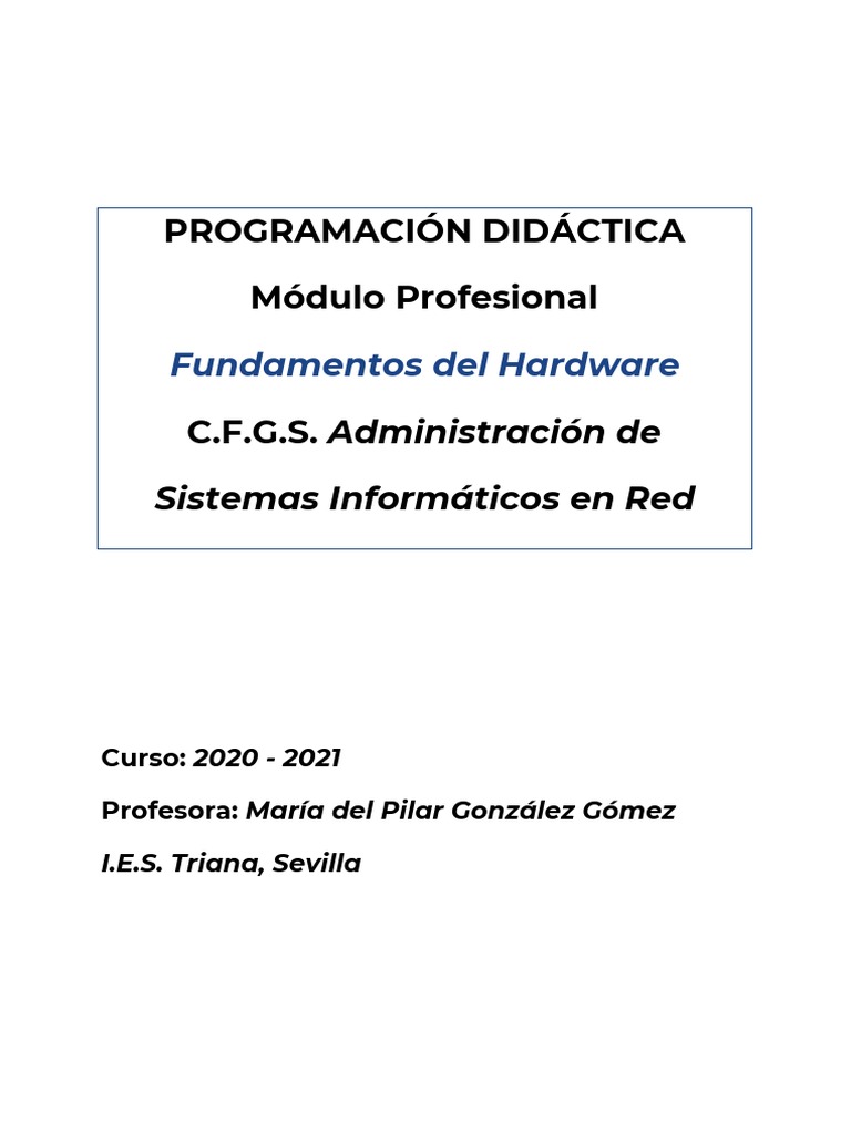 Programación Módulo Fundamentos Del Hardware 1º Asir 2020 21 | PDF ...