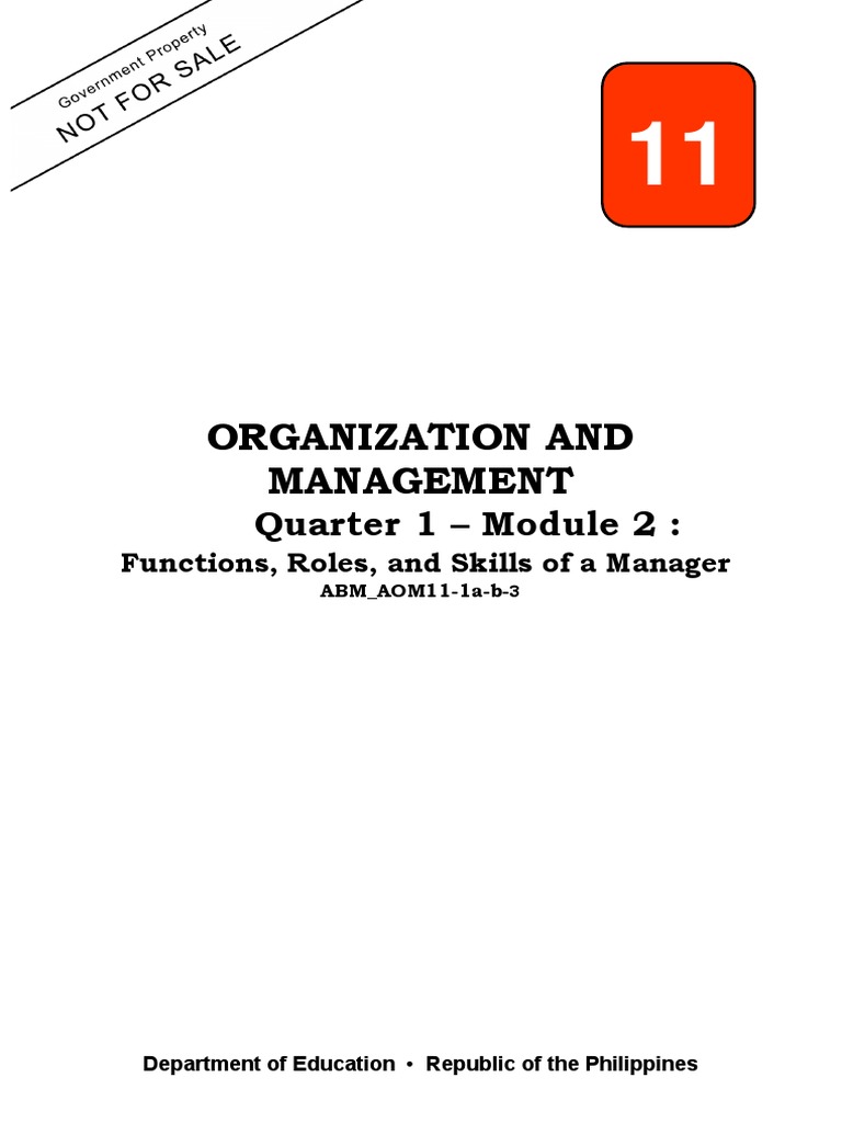 Organization and Management Quarter 1 Week 2 | PDF | Learning | Skill