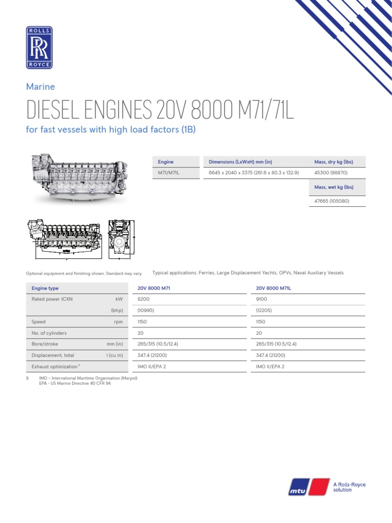 DIESEL ENGINES 20V 8000 M71/71L: Marine | PDF | Pump | Turbocharger