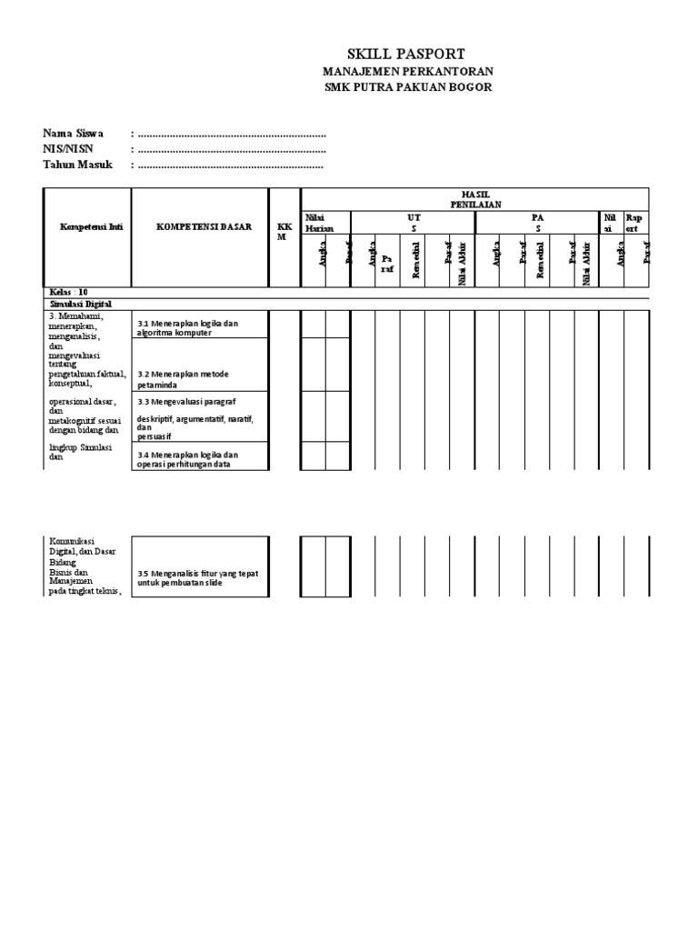 Skill Passport Pdf