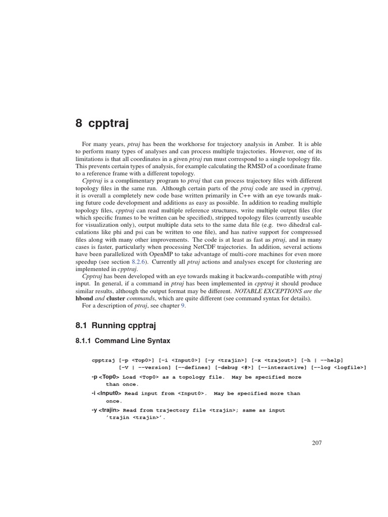 AmberTools13 Cpptraj Ptraj | PDF | Parameter (Computer Programming) | Command Line Interface