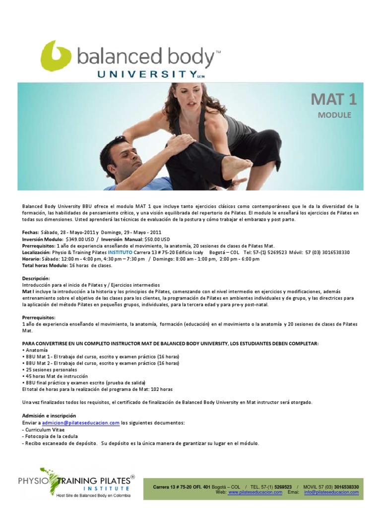 Certificación Internacional de PILATES - Balanced Body | PDF | Pilates ...