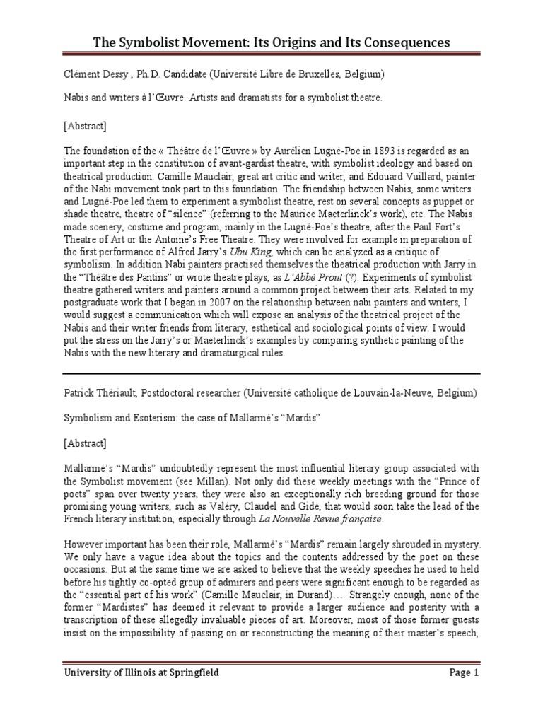 Symbolist Movement Its Origins and Its Consequences | PDF | Symbolism ...