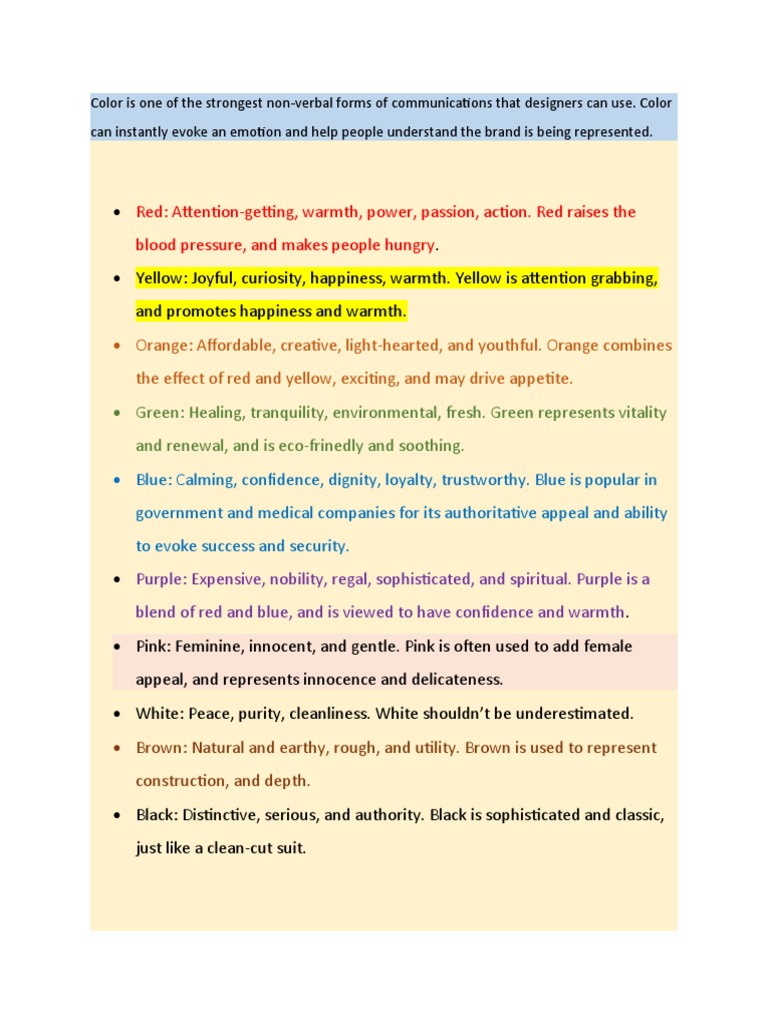 Meanings of Color in Business | PDF