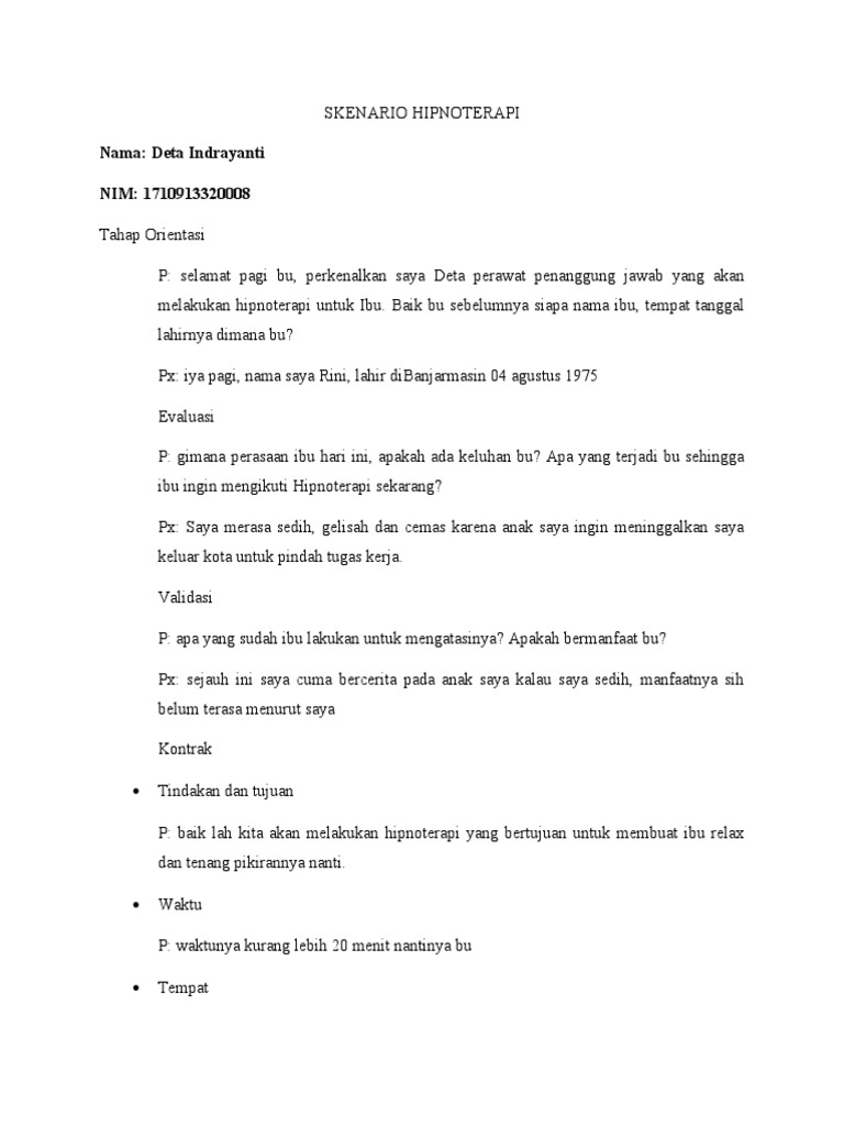 Skenario Hipnoterapi | PDF