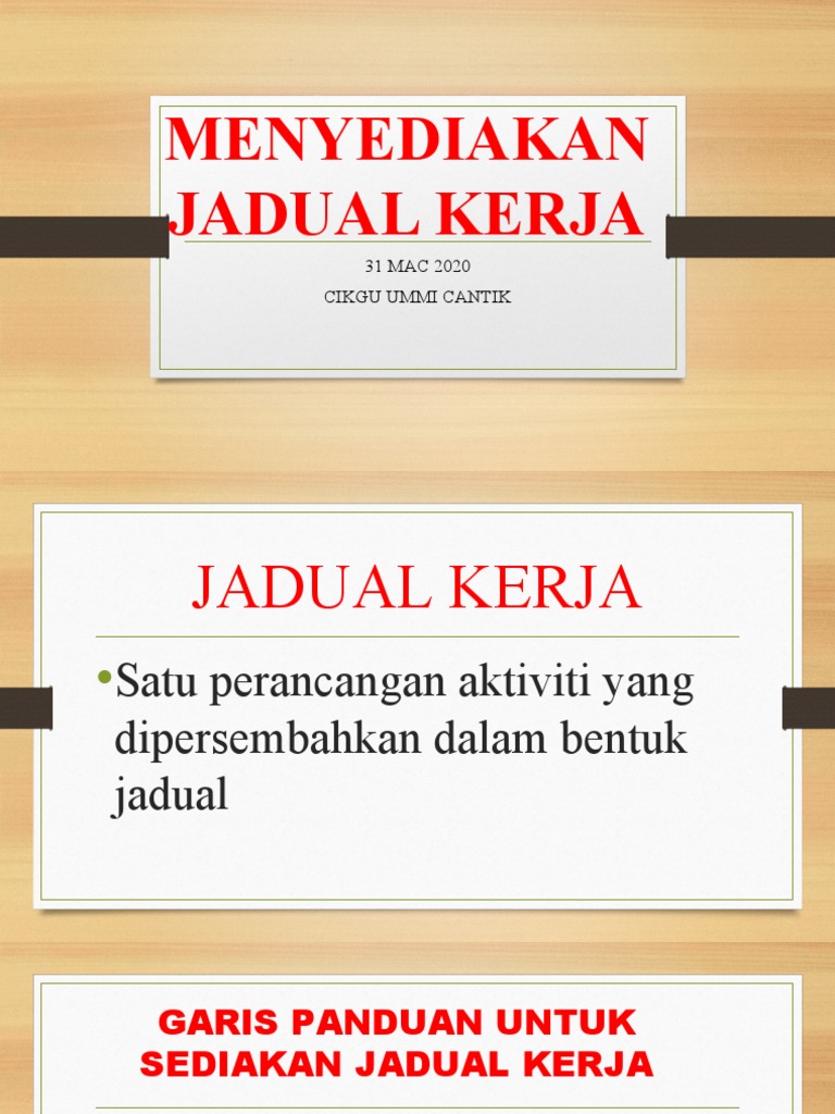 Menyediakan Jadual Kerja | PDF