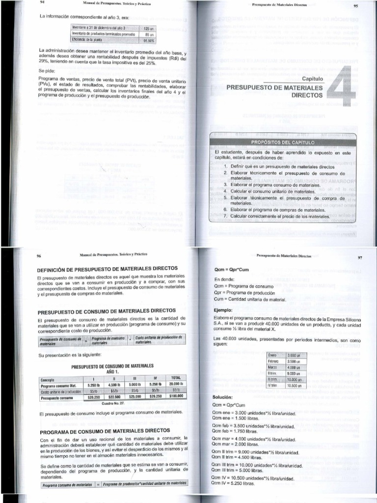 4-Cap 4 Presupuesto de Materiales Directos | PDF | Presupuesto | Inventario