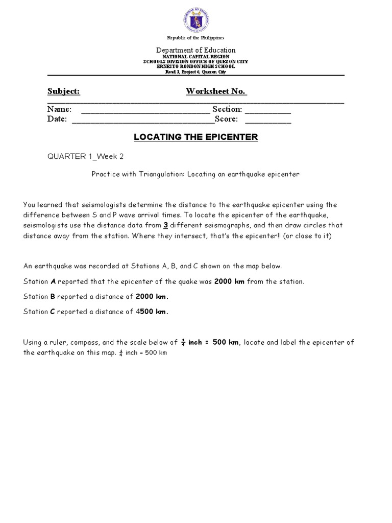 Locating an Earthquake Epicenter Through Triangulation of Seismograph ...