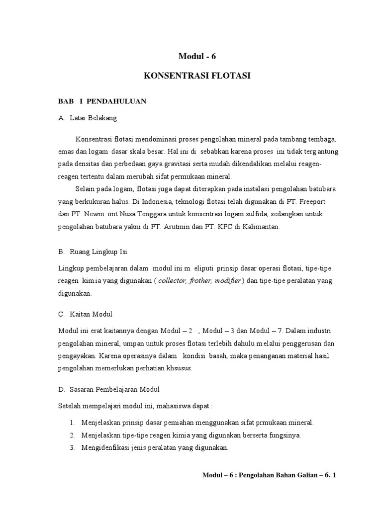 Modul 07 Konsentrasi-Flotasi | PDF