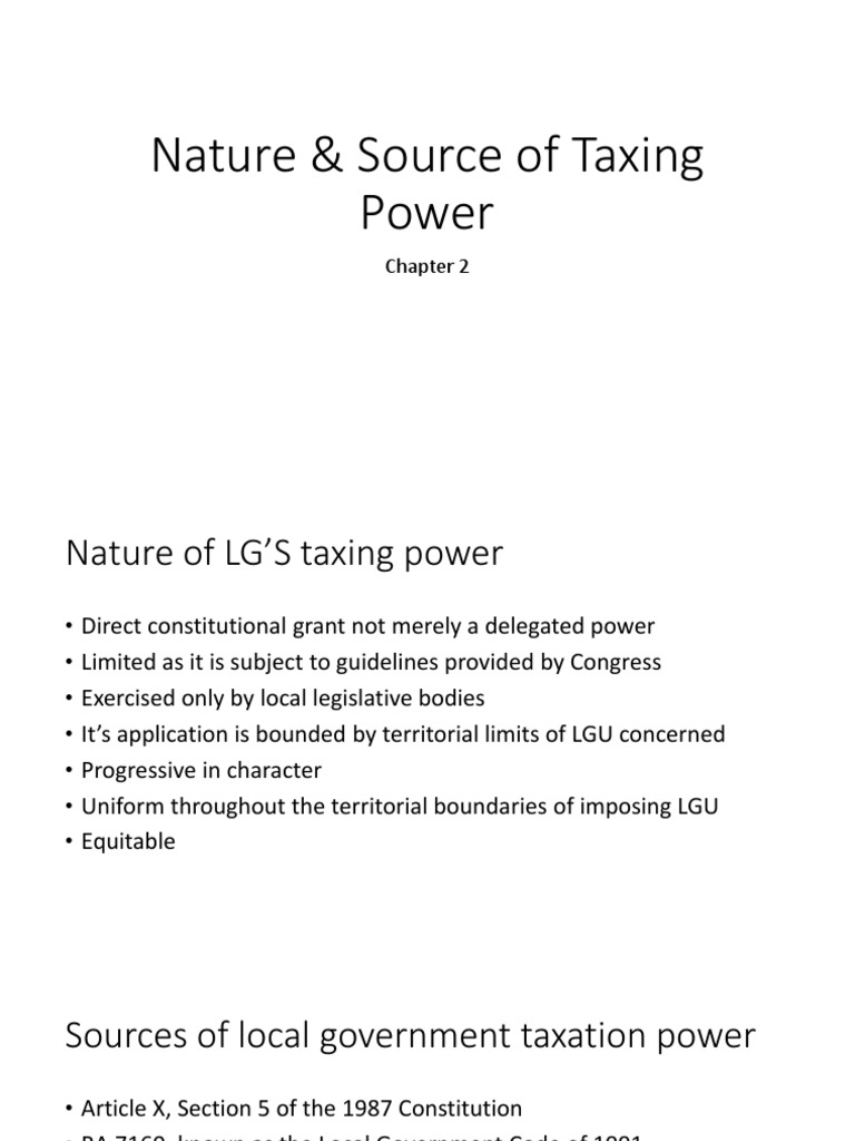Part I. Chapter 2 Nature Source of Taxing Power | PDF | Taxes | United ...