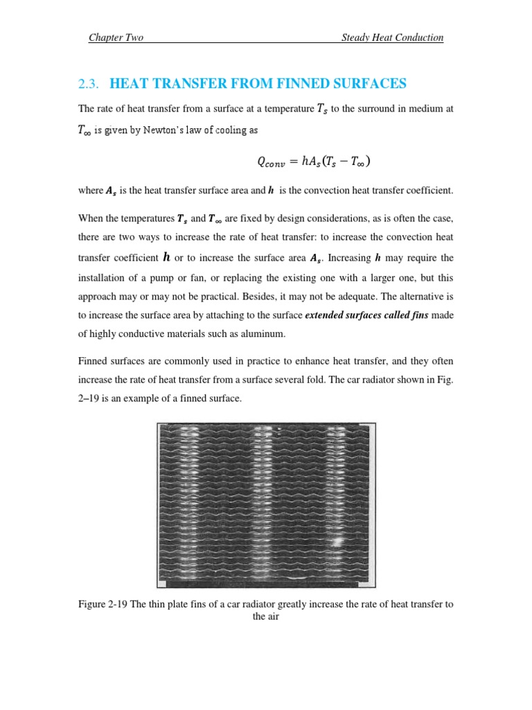 Heat Transfer From Finned Surfaces | PDF | Heat Transfer | Thermal ...