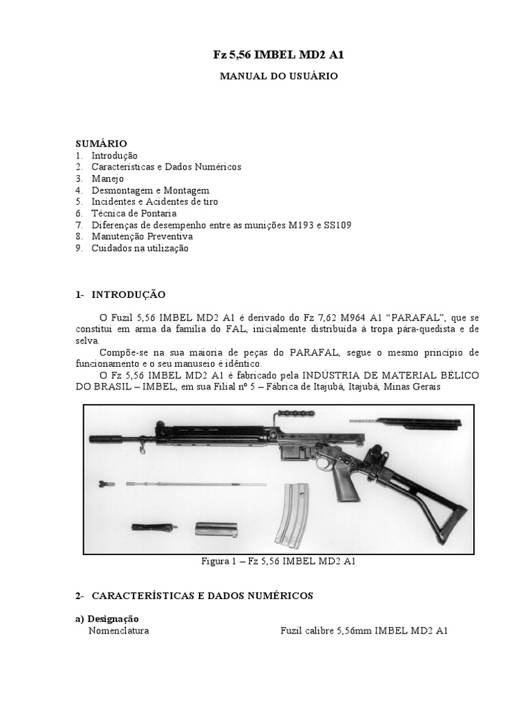 Manual do Usuário do Fuzil 5.56 IMBEL MD2 A1 | PDF | Carregador (armas ...