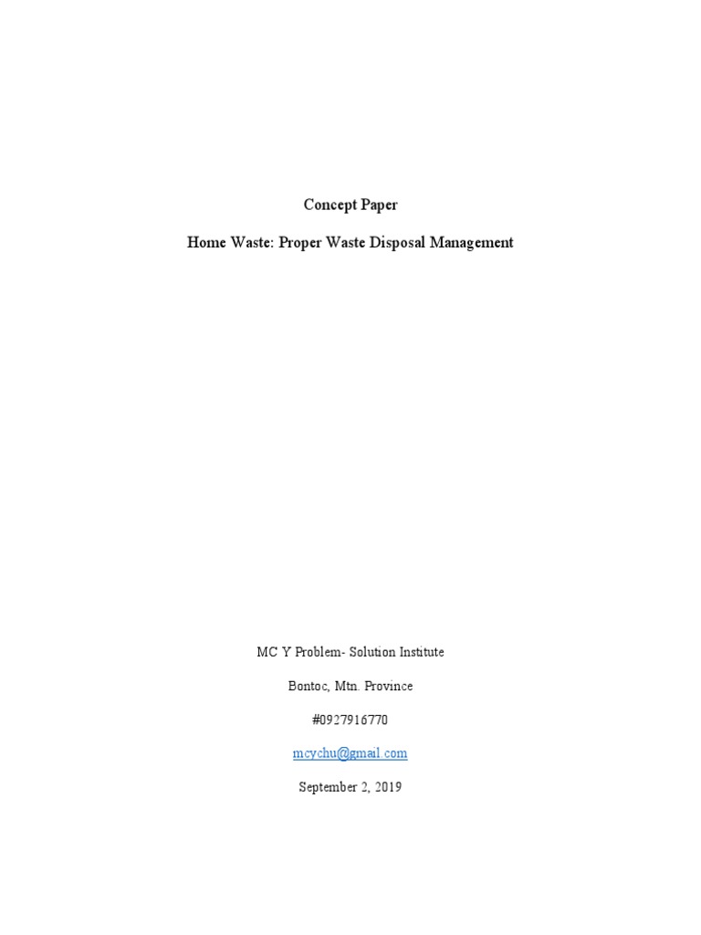 Home Waste: Proper Waste Disposal Management Concept Paper | Download ...