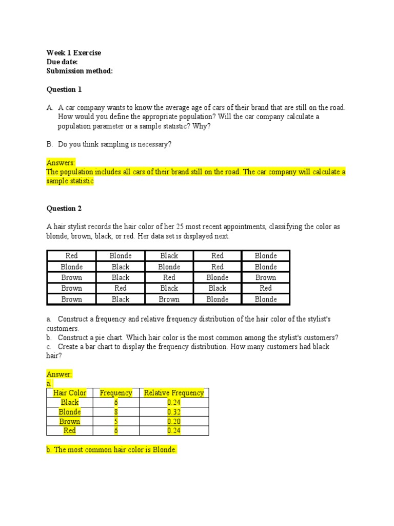 ADDB Week 1 Exercise With Answers | PDF | Blond | Scientific Method
