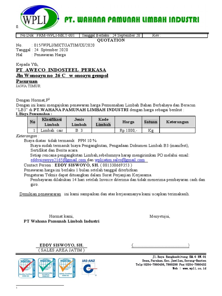 Penawaran Aweco | PDF