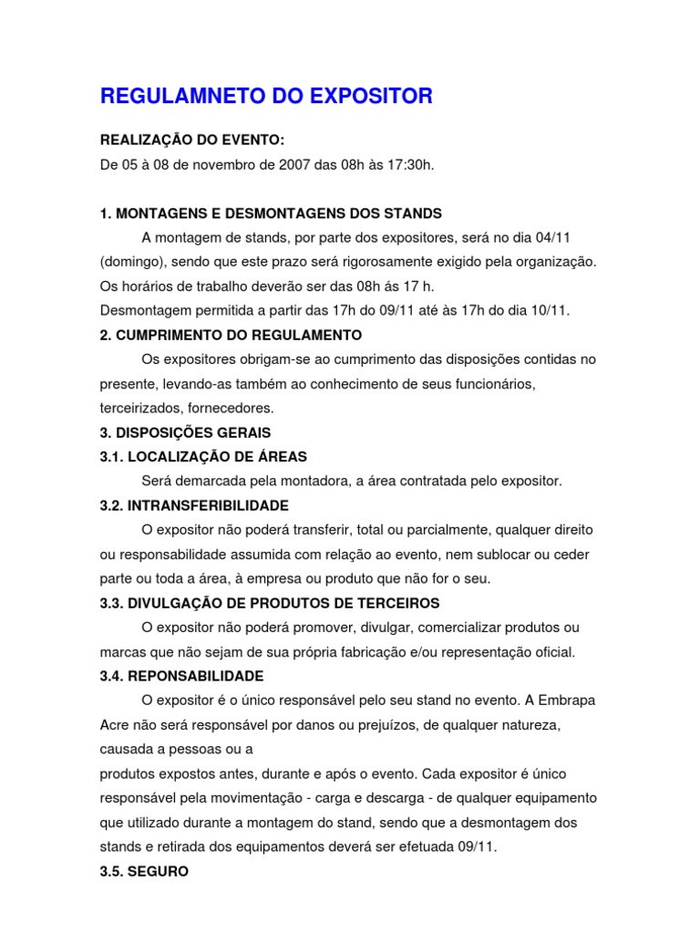 Modelo de Regulamento para Eventos | PDF | Recibo | Seguro