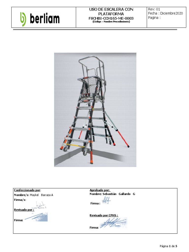 FSCHBI-CCH165 - ME-0003 Instructivo Uso de Escalera Con Plataforma | PDF