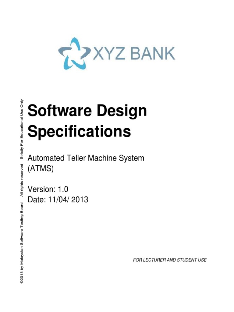 TAB 3 - ATMS Software Design Specifications v1.0.0 | PDF | Automated ...