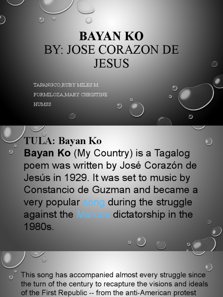 Bayan Ko: By: Jose Corazon de Jesus | PDF | Philippines