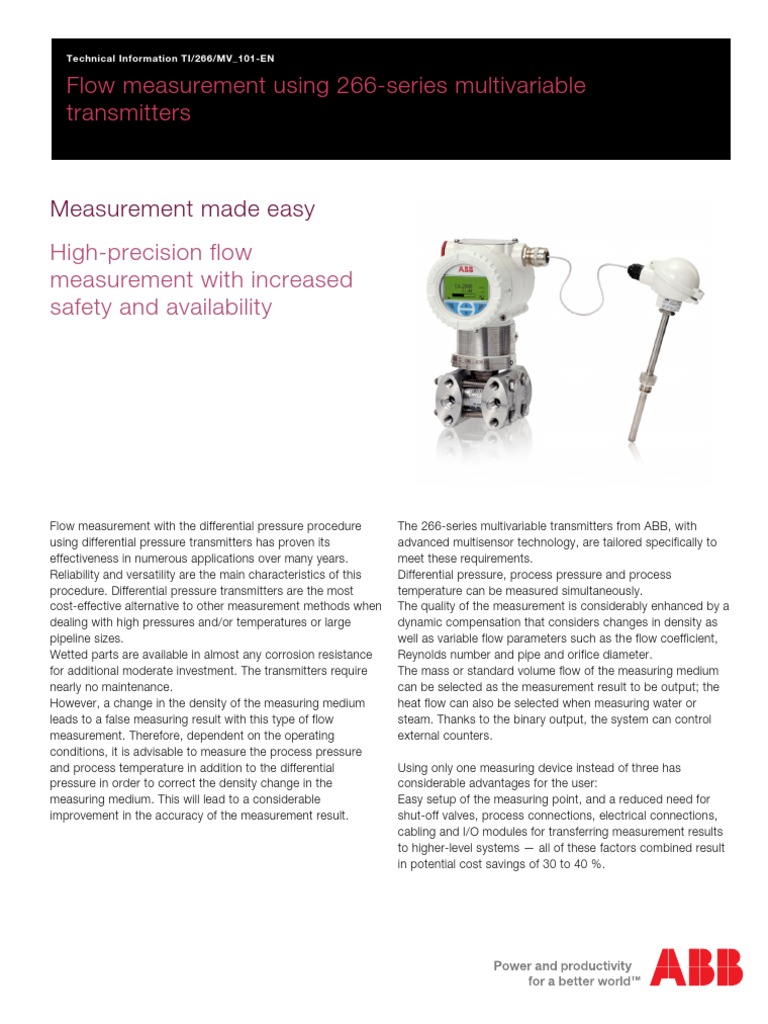 Technical Information Multivariable ABB 266 Series | PDF | Pressure ...