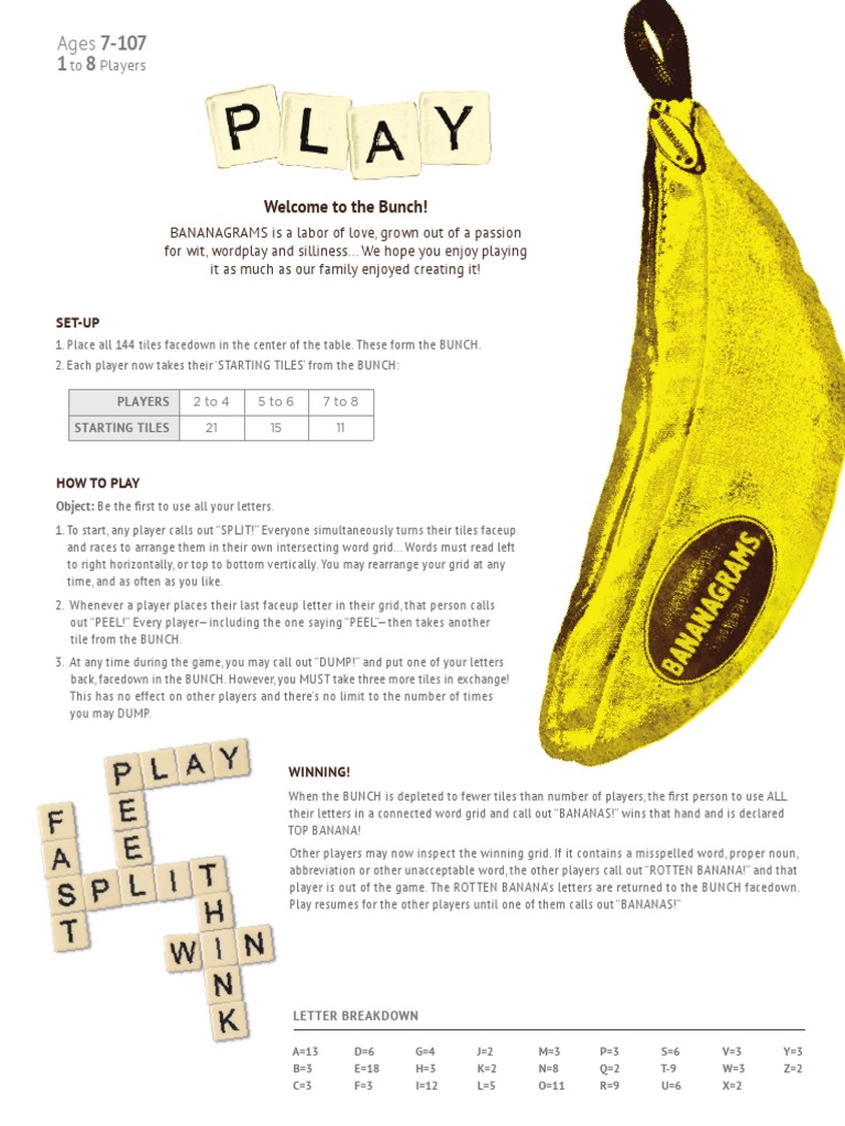 Bananagrams - How To Play | PDF | Mobile Software