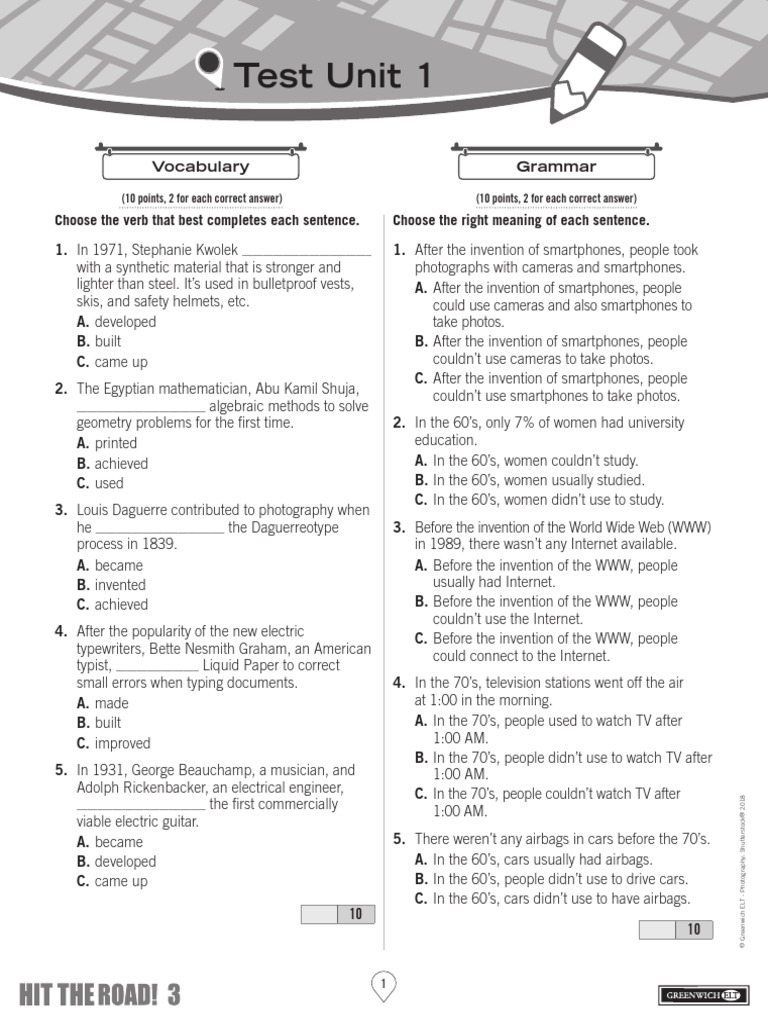 Test Unit 1: Vocabulary Grammar | PDF | Photograph