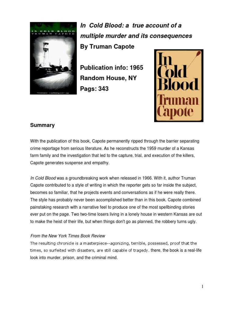 In Cold Blood Review | PDF | Crime Thriller
