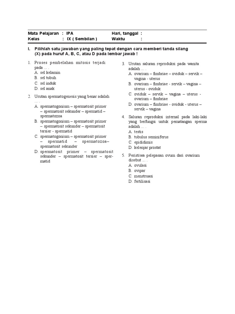 Soal PTS Ipa Ganjil 9 Rhosi | PDF